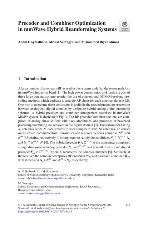 pdf precoder and combiner optimization in mmwave hybrid beamforming systems