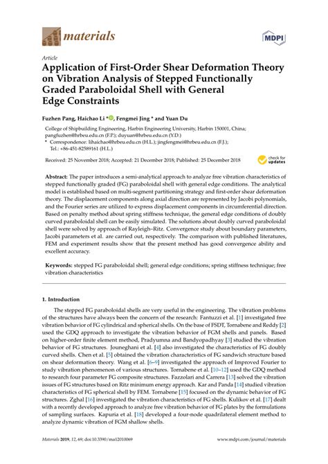pdf application of first order shear deformation theory on vibration analysis of stepped