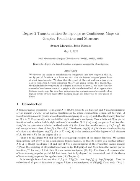 pdf degree 2 transformation semigroups as continuous maps on graphs foundations and structure