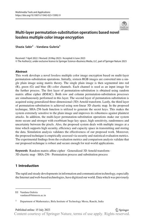 multi layer permutation substitution operations based novel lossless multiple color image encryption