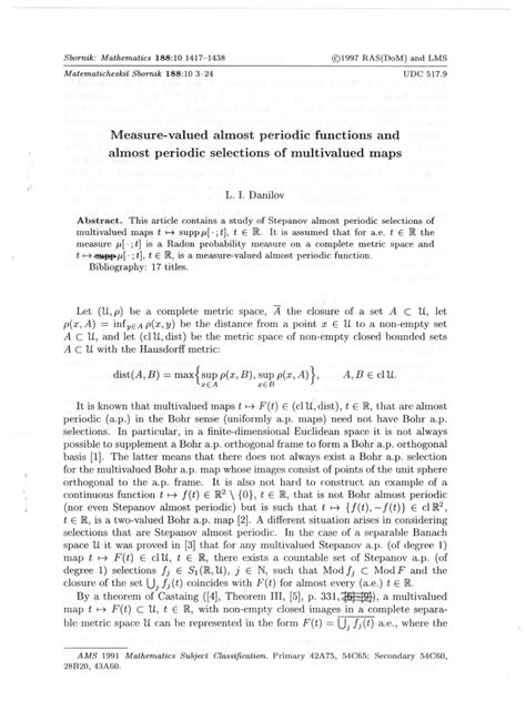 pdf measure valued almost periodic functions and almost periodic selections of multivalued maps