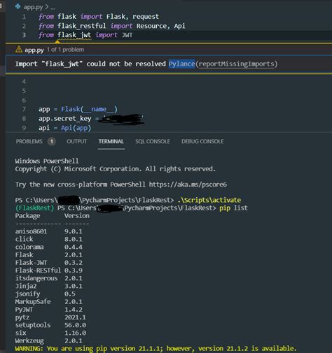 Python Flask Jwt Installed But It S Showing Not Found Not Installed