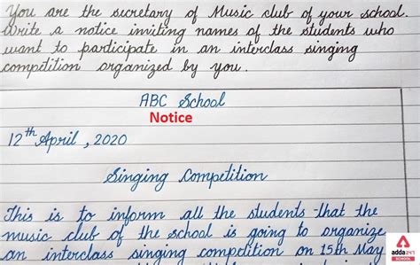 Notice Writing Format For Class 12 With Examples Writing Topics