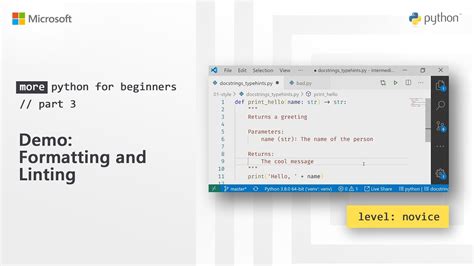 demo formatting and linting more python for beginners [3 of 20] youtube