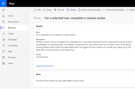 installing microsoft flow addin for excel and selected row email demo carl de souza