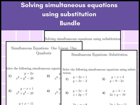 solving simultaneous equations using substitution bundle teaching resources