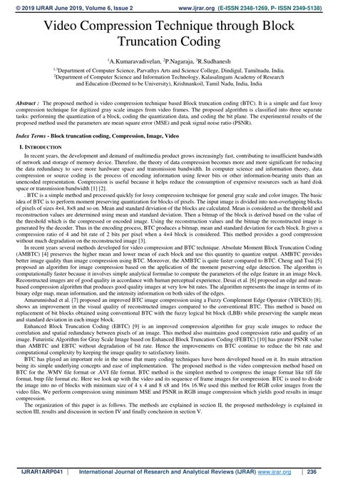 pdf video compression technique through block truncation coding