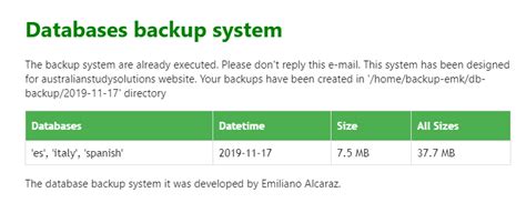 github emialcaraz backup python mysql python script to backup mysql databases
