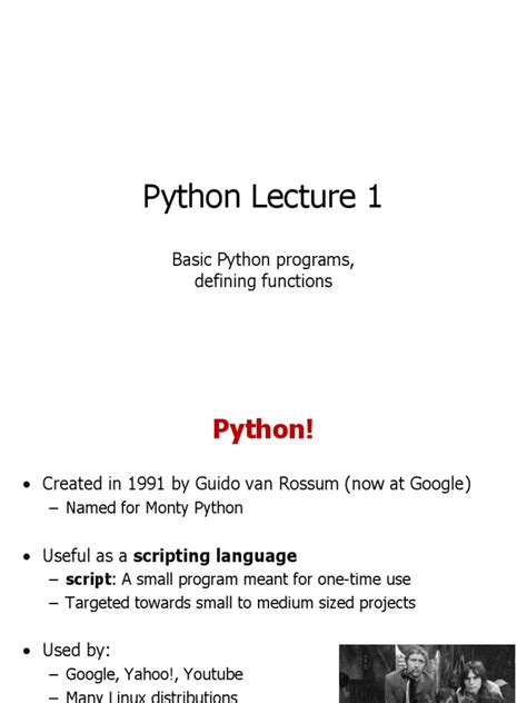 python lecture 1 basic python programs defining functions pdf python programming language