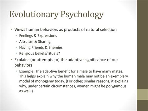 ppt evolutionary psychology of sex and behavior a very brief introduction powerpoint