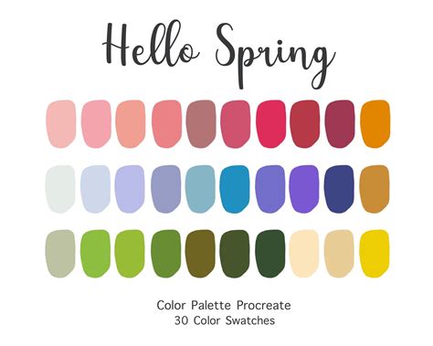 Art Collectibles Spring Procreate Color Palette Color Swatches