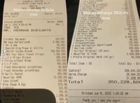 Viral Struk Tagihan Makan Capai Rp 350 Juta Bikin Melongo Rancah Post