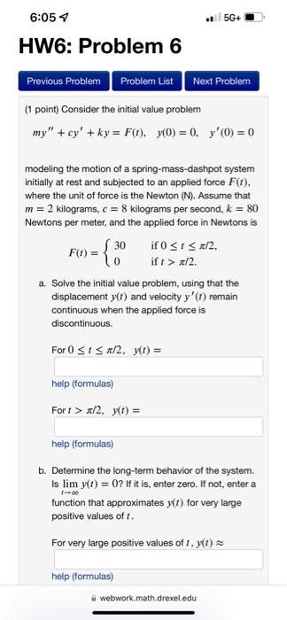 solved 6 05 7 50 hw6 problem 5 previous problem problem