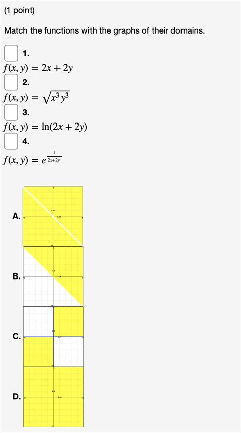 solved 1 point match the functions with the graphs of