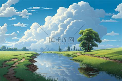 宫崎骏风格夏日插画图片 千库网