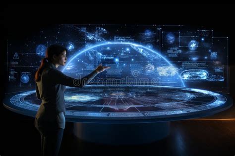 Holographic Interface Displaying The Blueprints Stock Illustration
