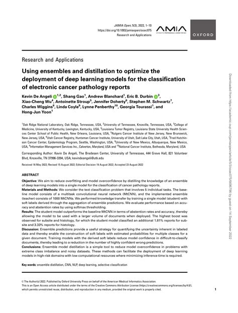 pdf using ensembles and distillation to optimize the deployment of deep learning models for