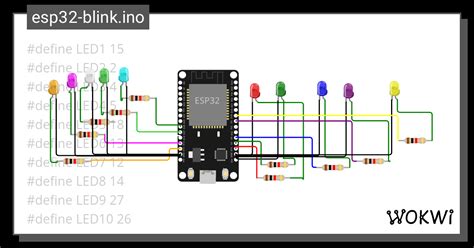 blink led array ino wokwi arduino and esp32 simulator