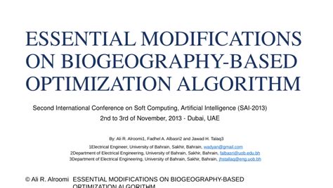 pdf presentation of the conference paper essential modifications on biogeography based
