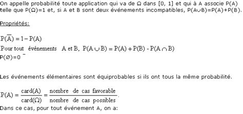 Probabilités Maths Fiches de Cours pour Lycée révisions pour les