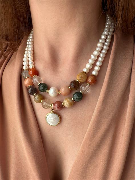 Pearl And Crystal Necklace Baryadesign