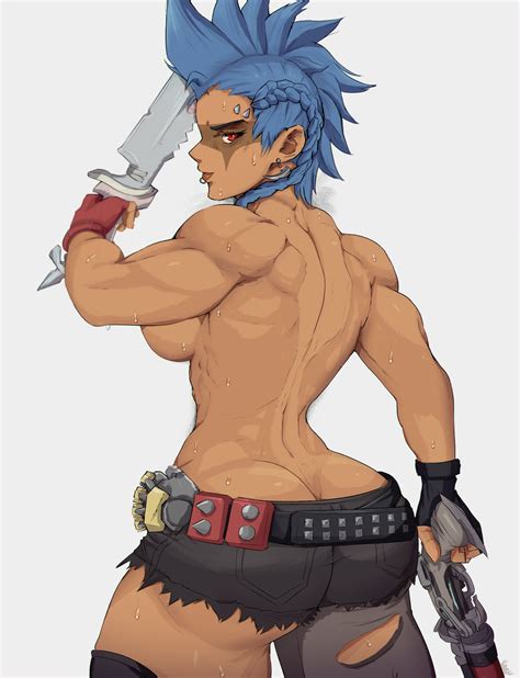 Rule 34 1girls Ass Cleavage Back View Backboob Blizzard Entertainment Blue Hair Braided Hair