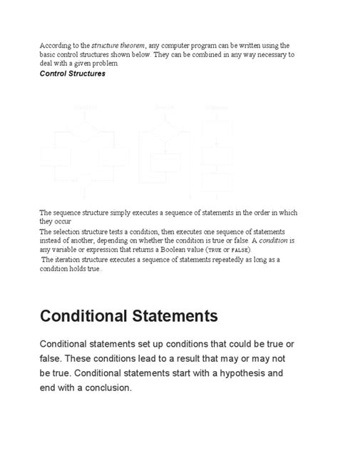 programming control structures a comprehensive guide to conditional statements and selection