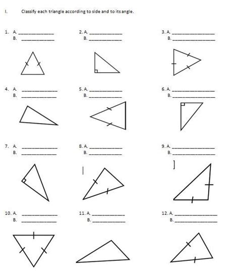 Direction Classify Each Triangle According To Side And To Its Angle