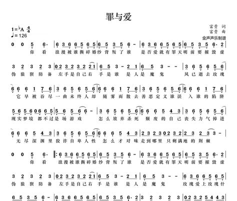 罪与爱简谱 周林枫 三楠 罪与爱降A调 动态简谱 乐手网