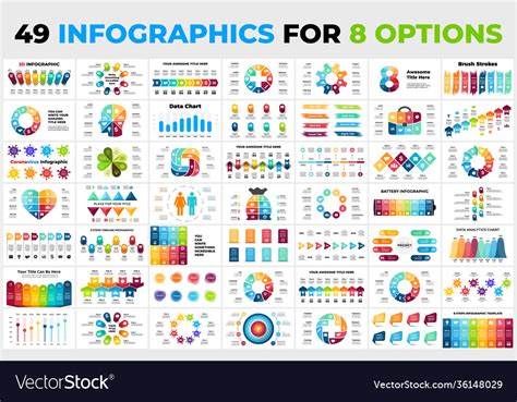 Infographics Set For 8 Steps Arrows Elements Vector Image