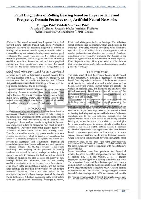 pdf fault diagnostics of rolling bearing based on improve time and frequency domain features