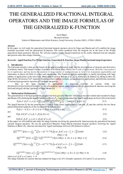 pdf the generalized fractional integral operators and the image formulas of the generalized k