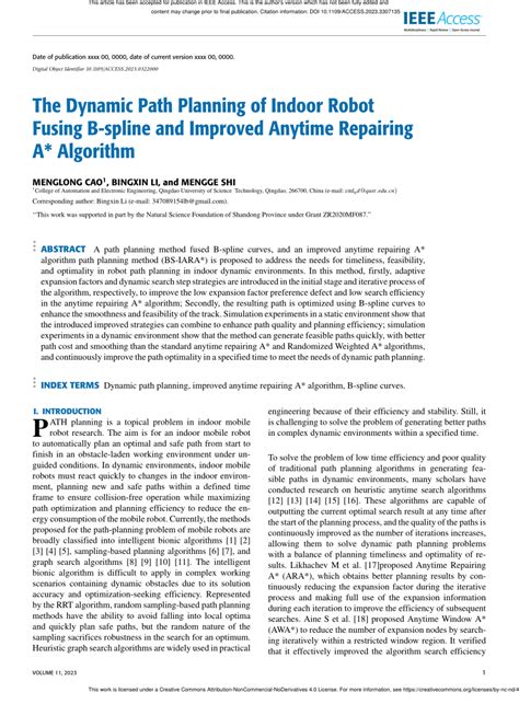 pdf the dynamic path planning of indoor robot fusing b spline and improved anytime repairing