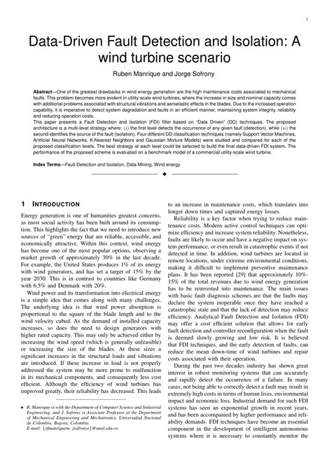 pdf data driven fault detection and isolation a wind turbine scenario