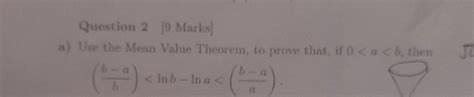 solved question 2 [9 marks] a use the mean value theorem