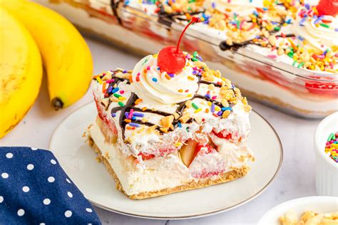 Easy No Bake Banana Split Cake Recipe Play Party Plan