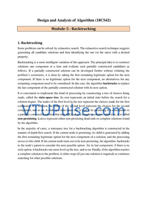 module 5 daa vtupulse design and analysis of algorithm 18cs42 module 5 backtracking 1