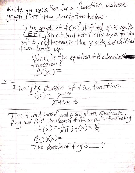 solved write an equation for a function whose graph fits the
