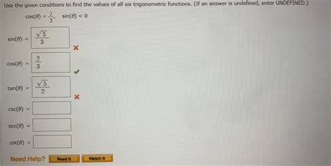solved use the given conditions to find the values of all