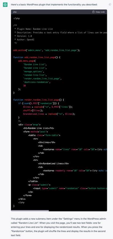 2024 i asked chatgpt to write a wordpress plugin he did it in less than 5 minutes