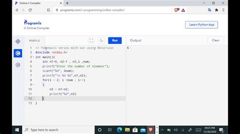 fibonacci series sequence without using recursion in c programming fibonacci series