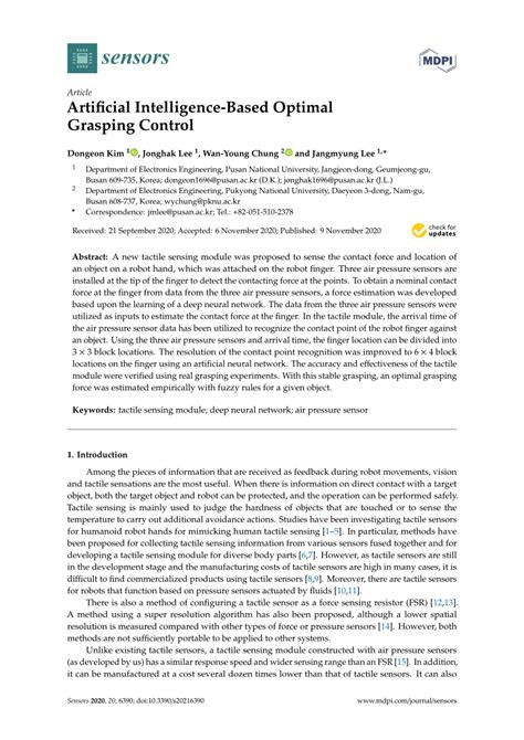 pdf artificial intelligence based optimal grasping control