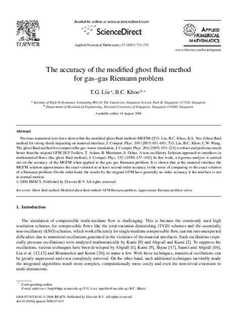 pdf the accuracy of the modified ghost fluid method for gas gas riemann problem khoo boo