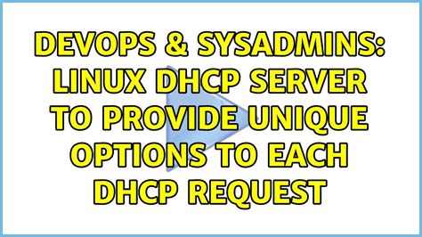 DevOps SysAdmins Linux DHCP Server To Provide Unique Options To Each