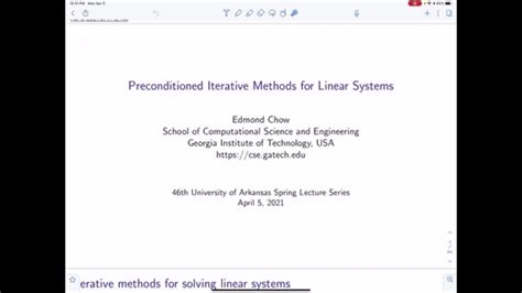 preconditioned iterative methods for linear systems edmond chow