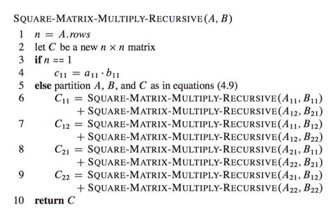 matrix multiplication using the divide and conquer paradigm