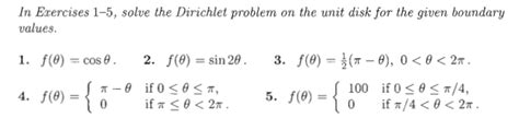 in exercises 1 5 solve the dirichlet problem on the