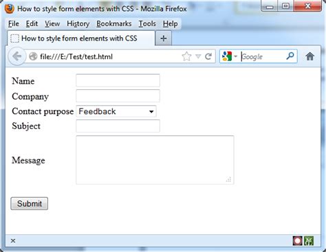 How To Style Form Elements With Css Tutorial Example December 2019 Howtoaspnet