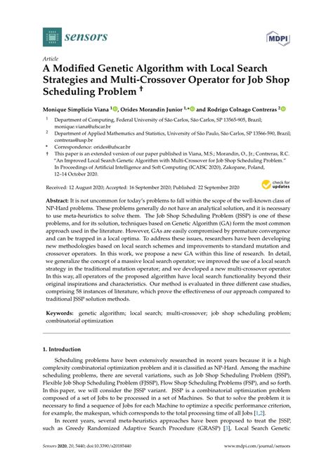 pdf a modified genetic algorithm with local search strategies and multi crossover operator for