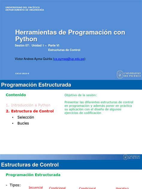 sesión 07 unidad 1 estructuras de control ii pdf python lenguaje de programación